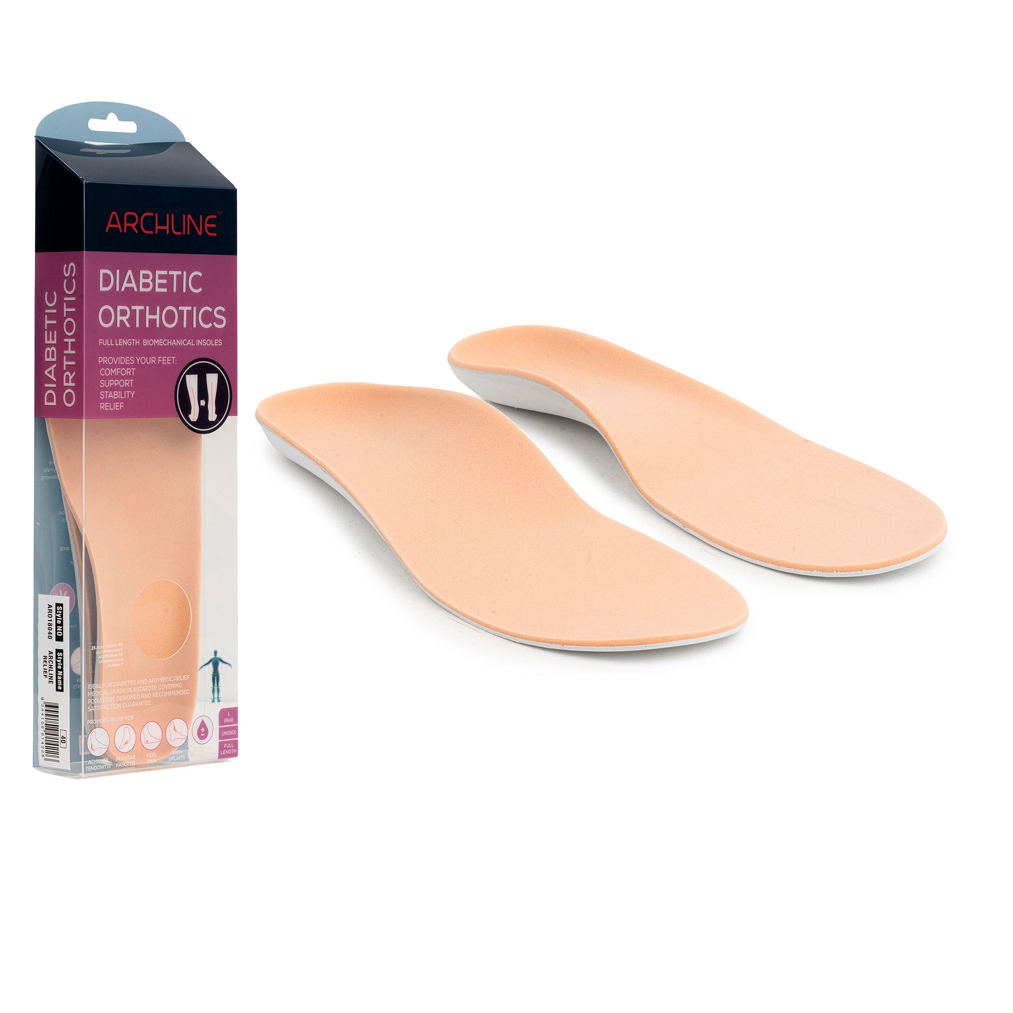 Archline Orthotic Insoles Diabetic Arthritis Relief Plantar Fasciitis ...