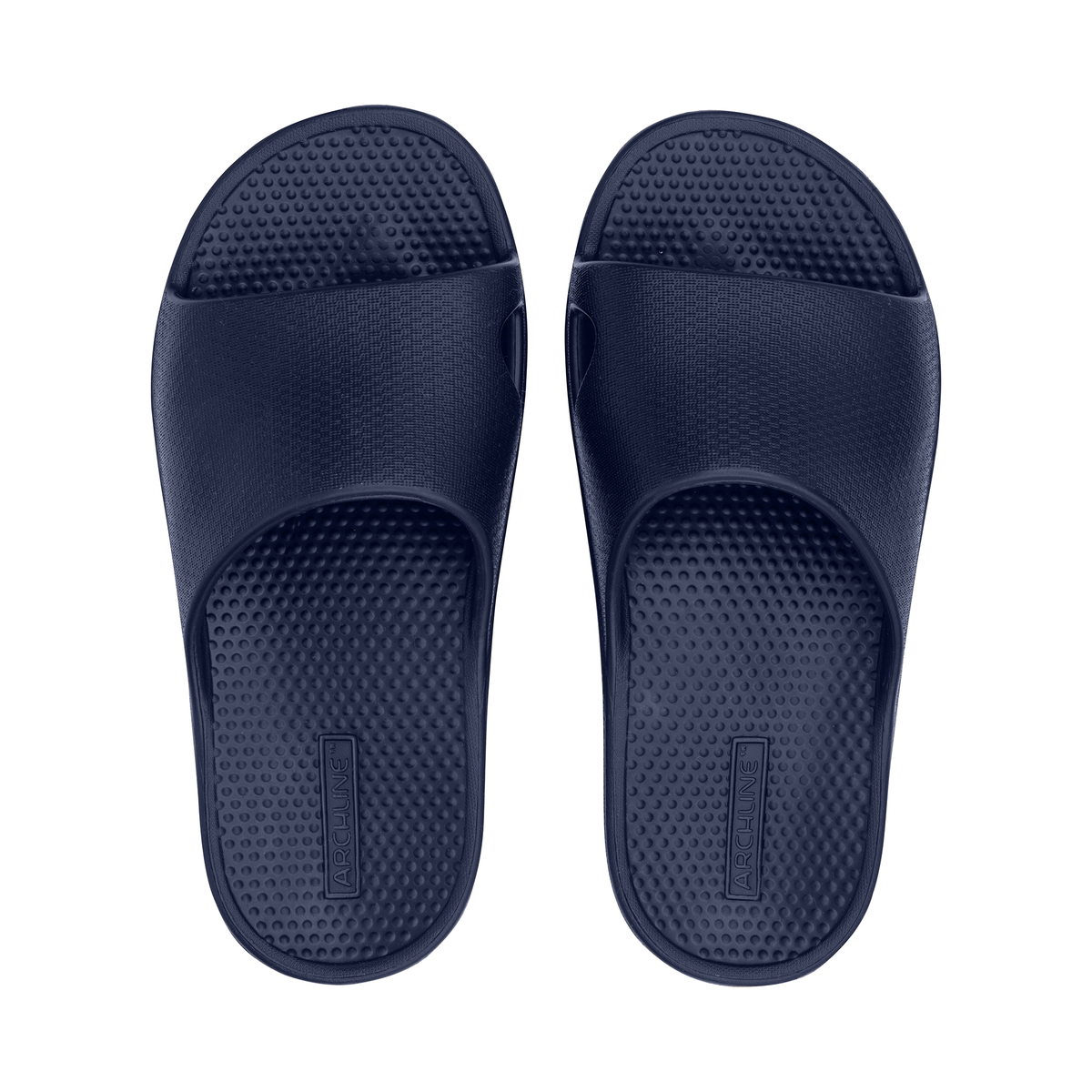 Archline Rebound Orthotic Slides - Navy | Foot Pain Plantar Fasciitis ...
