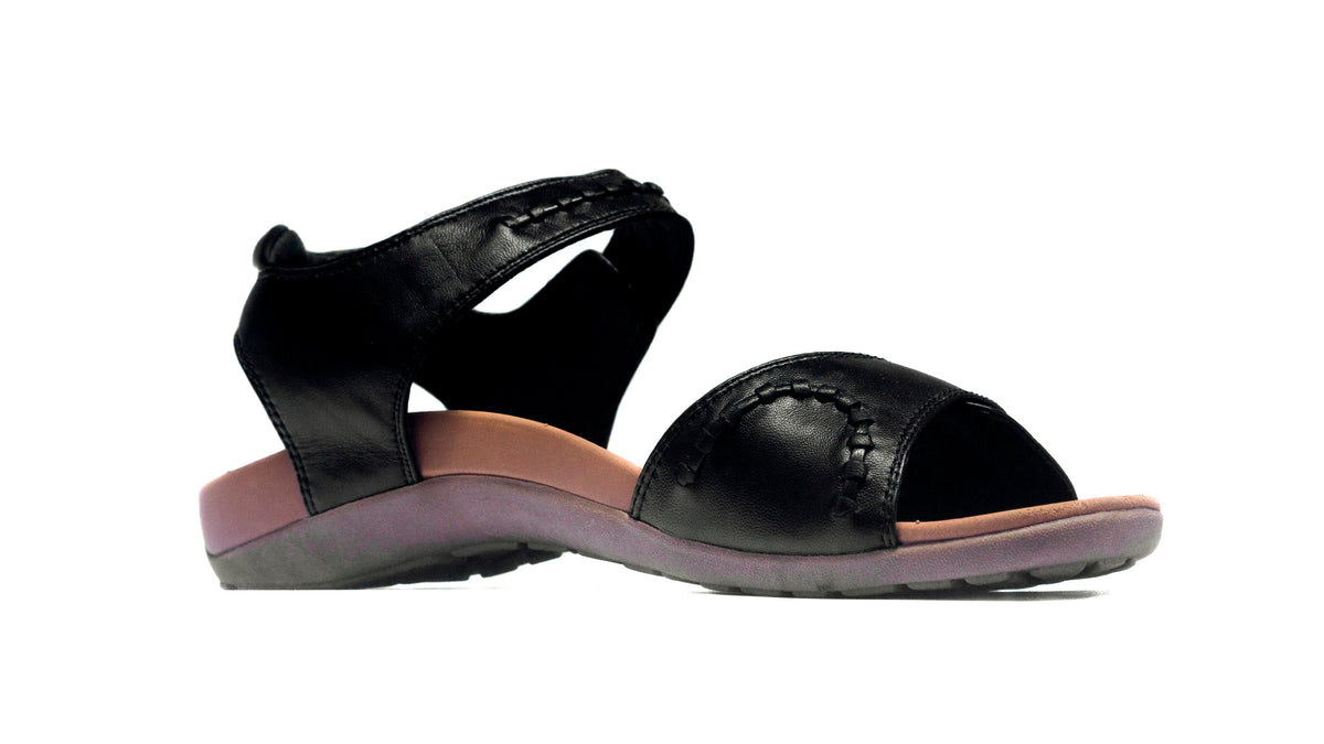 Caroline Orthotic Sandals - Black | Plantar Fasciitis Foot Pain Relief ...